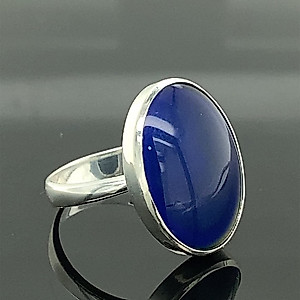 Silver Oval Sense Stone Ring, Handmade Ring, Color Changing Ring, Color by Temperature Mood Charm, 925k Sterling Silver Ring