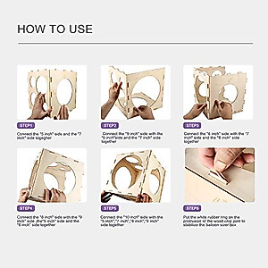 Auihiay 2-10 Inch Collapsible Wood Balloon Sizer Box Cube, Balloon Size Measurement Tool for Balloon Decorations, Balloon Arches, Balloon Columns (9 Holes)