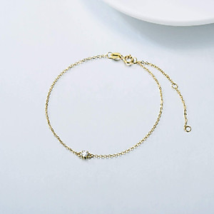 Rikelus 14K Solid Gold Bracelet for Women, Real Gold Thin Bracelet Cubic Zirconia Bracelet Birthday Anniversary Mothers Day Jewelry Gifts for Wife/Mom/Grandma/Girlfriend, 6.5+1+1 inch