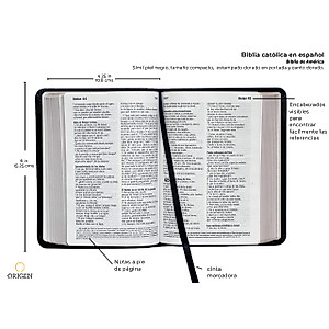 Biblia Católica en español. Símil piel negro, tamaño compacto / Catholic Bible. Spanish-Language, Leathersoft, Black, Compact