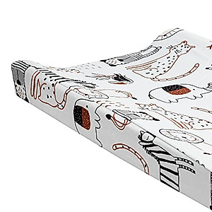 Lambs & Ivy Patchwork Jungle Animals Soft White Baby Changing Pad Cover 718050