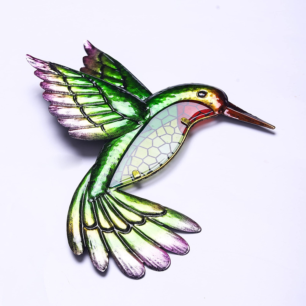 POXOHO Mosaic Hummingbird Metal Wall Decoration Glass Wall Art Indoor Wall Decoration Outdoor Wall Sculpture Hanging Decorates Bedrooms, Porches, Fences, Terraces and Gardens Set of 2