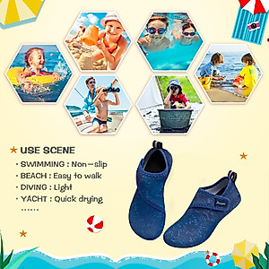 Racqua Kids Water Shoes Boys Swim Surf Sports Shoes Barefoot Quick-Dry Lightweight Aqua Socks Girls Pool Beach Yoga Shoes Little Kid Blue Dinosaur 1-2