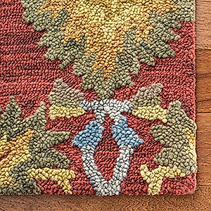 SAFAVIEH Blossom Collection Area Rug - 10' x 14', Red & Multi, Handmade French Country Floral Wool, Ideal for High Traffic Areas in Living Room, Bedroom (BLM402Q)