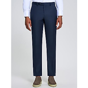 CHAMA Men's 100% Wool 2 Piece Suit Set, Classic Fit Two Button Suit Jacket Blazer & Pants Set Suit - Many Colors Navy…