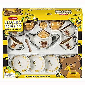 Schylling Honey Bear Porcelain Tea Set, Yellow
