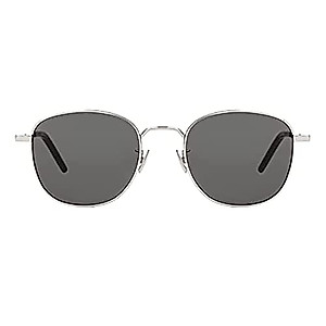 SAINT LAURENT Women's Classic Soft Square Metal Sunglasses, Silver/Grey, One Size