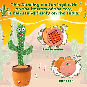 LUKETURE Cactus Baby Toy, Kid Talking Singing Cactus Toy, 120 Songs Recording Dancing Cactus Mimicking Toy That Repeat What You Say, Pre-School Education Toy for Kids Best for Children