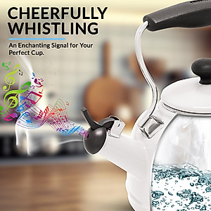 Chantal 1.8 QT Kettle, Oolong Series, Premium Enamel on Carbon Steel, Whistling, Even Heating & Quick Boil (Canary Yellow)