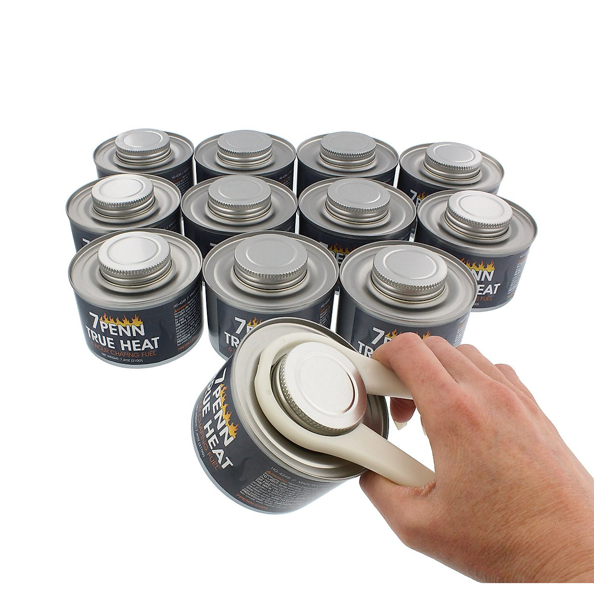 7Penn Chafing Fuel Cans with Opener - 12pk 6hr Canned Heat Fondue Fuel Burners for Chafing Dish Warmer for Food Party