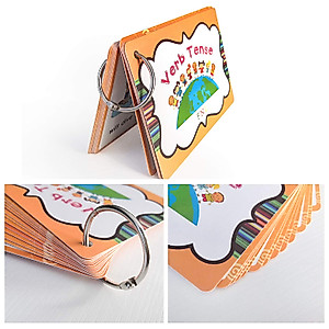 Richardy Irregular Verbs/Verb Tense 2 Themes English Flash Cards Kids Pocket Card, Kindergarten Preschool Educational Toys, Kindergarten Supplies