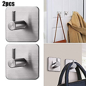 WODMB 2pcs Self Adhesive Hooks Home Wall Door Storage Holder Bathroom Kitchen Clothes Hanging Bag Key Holder Towel Racks