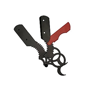 The Brand for You Barber Straight Razor Professional Straight Edge Razor for Men Double Ring Barber Razor Compatible with Double Edge Blade Beard Shaping tool (Black & Red) (Red & Black)