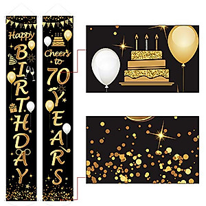 2 Pieces 70th Birthday Party Decorations Cheers to 70 Years Banner 70th Party Decorations Welcome Porch Sign for 70 Years Birthday Supplies (70th Birthday)