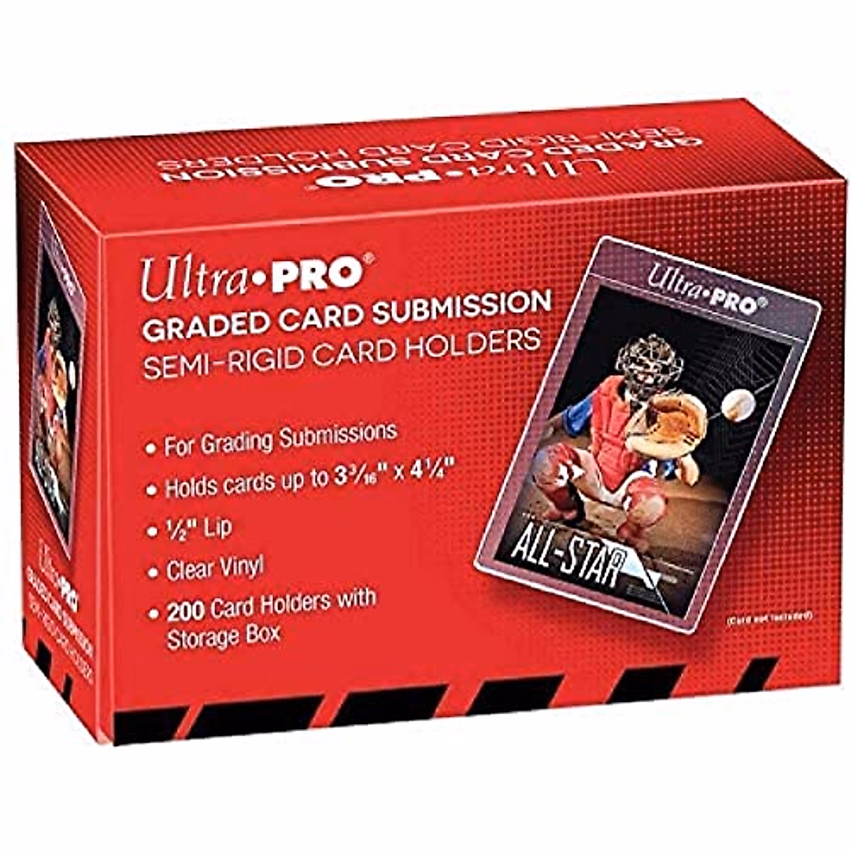 200 Ultra Pro Graded Card Submission Semi Rigid 1/2" Lip Tall Sleeves with Storage Box