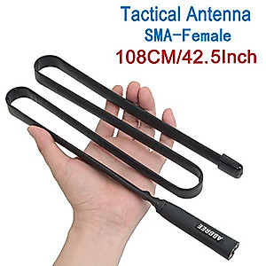 2 Pack 42.5-Inch Length ABBREE SMA-Female Dual Band 144/430Mhz Foldable CS Tactical Antenna for GMRS Radio Baofeng Walkie Talkie UV-5R UV-82 BF-888S BF-F8HP Ham CB Two Way Radio Transceiver(42.5in)