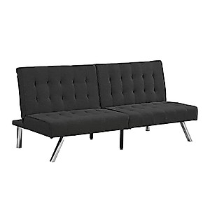 NewCosmos Wood Frame, Stainless Leg, FUTON, Sofa Bed Black