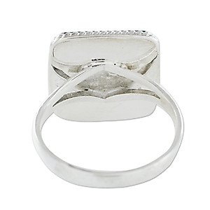 NOVICA Artisan Handmade .925 Sterling Silver Jade Cocktail Ring Guatemala Artisan Crafted Green Single Stone Modern 'Life Itself'