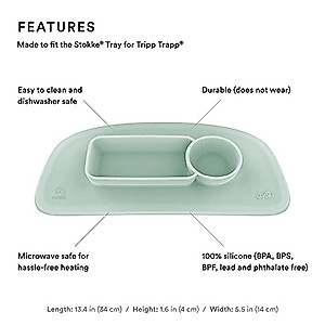 ezpz by Stokke Placemat, Soft Mint - Fits Stokke Tray for Tripp Trapp - Helps Prevent Messy Mealtimes - Durable, Convenient, Dishwasher & Microwave Safe - 100% Silicone