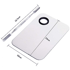 Stainless Steel Cosmetic Makeup Palette, Professional Cosmetic Mixing Makeup Palette Spatula Makeup Artist Tool, Beauty Salon Color Cream Mixing Palette With A Spatula Makeup Nail Art Palette
