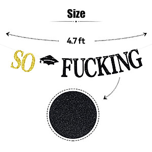 So Proud of You Banner, Congrats Grad 2025, You Did It Hanging Decorations, Glittery Class of 2025 Graduation Party Decorations Supplies(Gold)