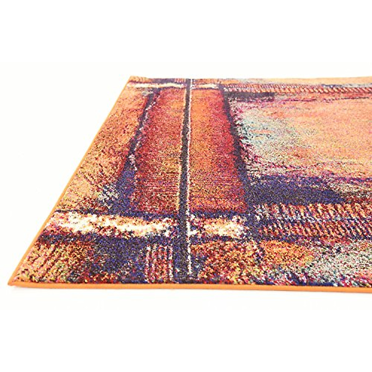 Unique Loom Estrella Collection Rustic, Distressed, Modern, Abstract Area Rug, 5 ft x 8 ft, Orange/Black