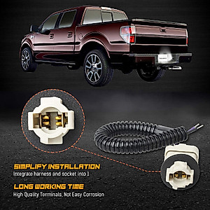 RUXIFEY LED License Plate Light with Socket Wiring Harness Plugs Compatible with Ford F150 F250 F350 F450 F550 Superduty Ranger Explorer Bronco Excursion Expedition, 6500K White