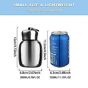 Mini 7 oz Stainless Steel Water Bottle, Portable Small Sports Vacuum Insulated Water Bottle Leak Proof Sport Tumbler Cup Hot and Cold Water Bottle (Rose)