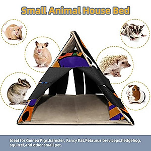 Y-DSIWX Guinea Pig Hideout Cozy Hamster House Cave for Bunny Chinchilla Hedgehog Small Animal Funny Monsters Retro Graffiti