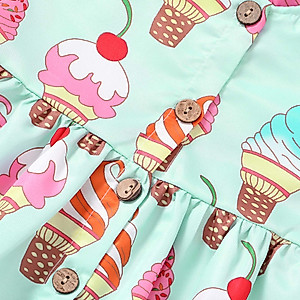 YOUNGER TREE Toddler Dresses Lemon Baby Girls Pineapple Fruit Dress Outfit Summer Girl Dress Spring Sundress (Ice Cream, 2-3 Years)