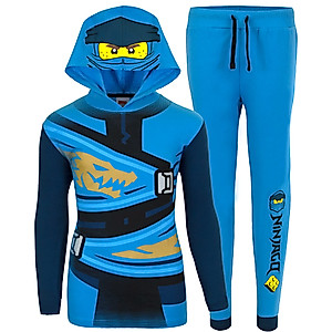 LEGO Ninjago Boys Pants Sets, Ninjago Pullover Hoodie Tee and Pants Sets for Boys (Blue, 7)