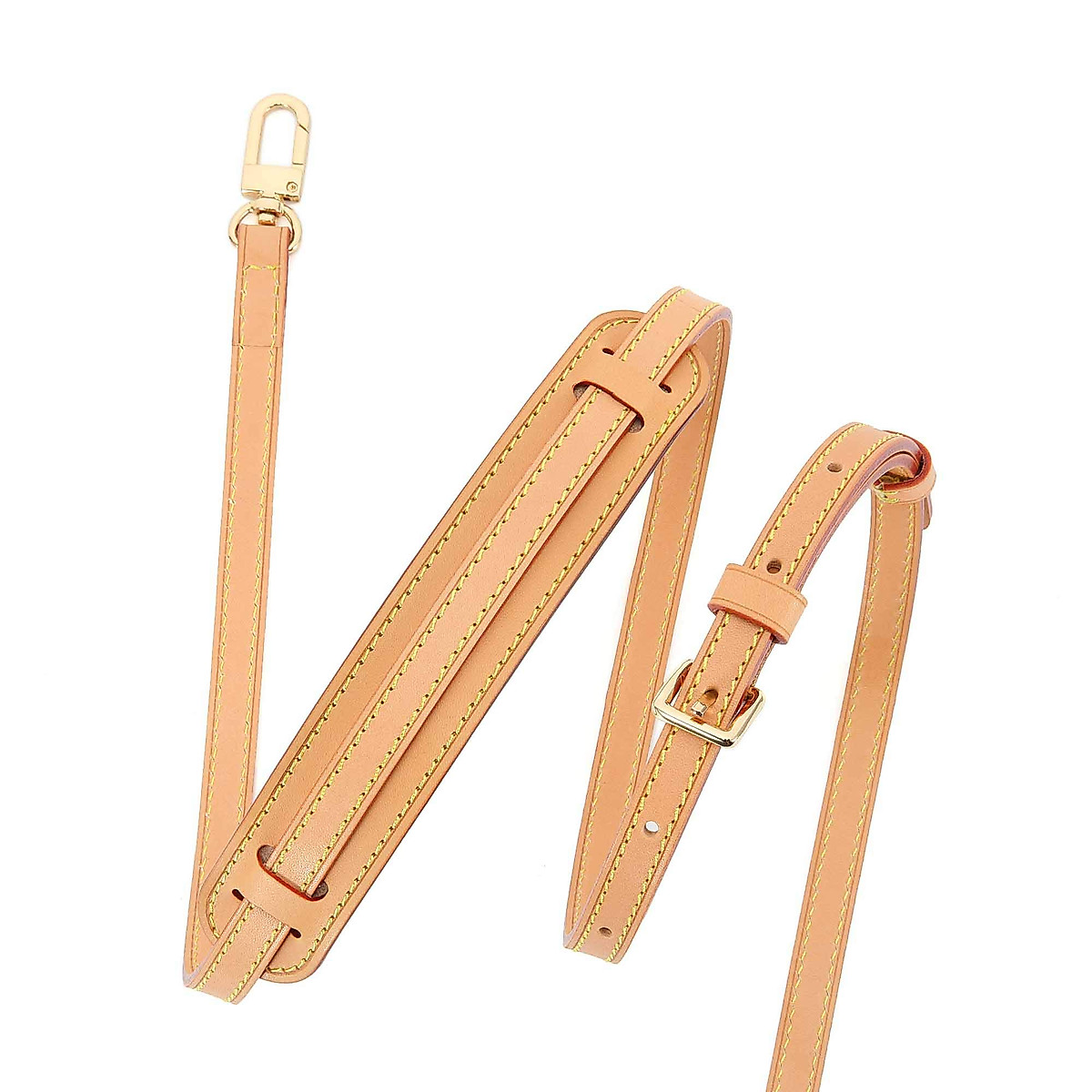 OULARIO Vachetta Leather Adjustable Crossbody Strap for Pochette Small Bags Favorite Mini NM Eva PM MM (Vachetta Leather Strap with Shoulder pad)