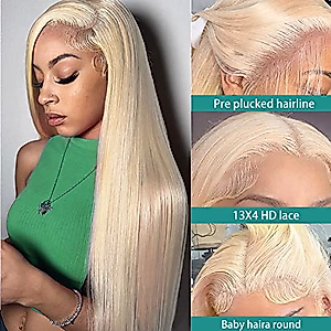 Alididi Blonde Wig Human Hair 613 Lace Front Wig Human Hair 13x4 Straight Lace Frontal Wig Human Hair Pre Plucked With Baby Hair 150% Density HD Lace Front Wigs Human Hair For Women (18Inch)