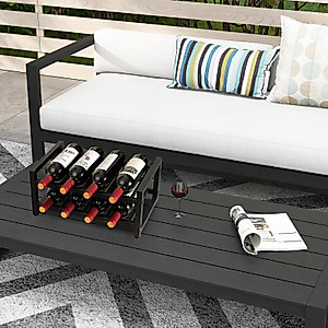 Giantex 2-Tier Metal Wine Rack Freestanding Counter Black, 8-Bottle Industrial Countertop Wine Rack, Freestanding Wine Holder for Tabletop, Cabinet, Small Wine Bottle Holders Stands for Counter