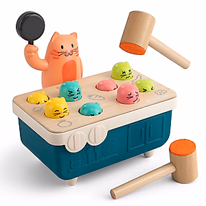 TOP BRIGHT Developmental Toys for 3 Year Old Wooden Pounding Bench Toy with Hammer Fine Motor Skills Toys Montessori Toy for Toddlers, Preschool Learning Educational Toys for Age 3 Year Girls Boys