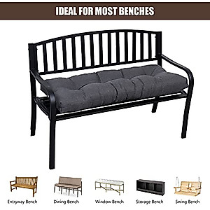 RACE LEAF Bench Cushion 45" x 18" Grey, Outdoor/Indoor Water Resistant Bench Seat Pads, Tufted Loveseat Cushion for Swing, Wicker, Garden Bench, Indoor, Shoe Storage, Window, Piano