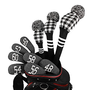 Scott Edward Knitted Wedge Golf Iron Headcovers 7 PCS Club Protector 48,50,52,54,56,58,60 Degree (Dark Gray)