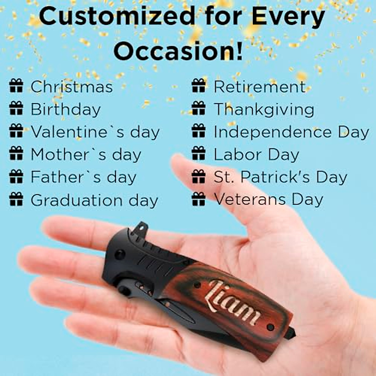 Grand Way Customized Pocket Knife - Personalized Gift for Men & Women Dad Birthday Presents Dads Father Husband Mens Gifts Him Anniversary Ideas 0207 PS