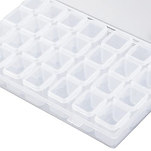 Wealrit 1 pack 28 Grids Clear Jewelry Organizer Box,Small Plastic Jewelry Containers,Bead Storage Containers for Beads Buttons Pins Rings