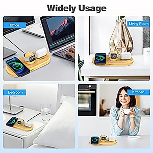 Wireless Charger, OTESS 15W Wireless Charging Station Compatible with iPhone 13 Pro Max/12/11 XS Max/SE, Fast Charging Pad Dock for iWatch 7/6/5/SE, AirPods Pro & All Qi-Enabled Devices(with Adapter)