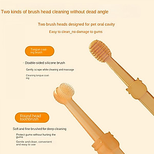 Weiara Toothbrush for Dogs，No Damage to Gums Soft Silicone Cat Toothbrush 2PCS (Tongue Brush + Toothbrush Set) Puppy Toothbrush Cleans Teeth Stains Easily - for Small, Medium and Large Pets