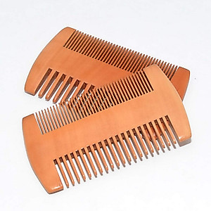 2 Pcs Natural Wood Beard Comb with Fine & Coarse Teeth Pocket Comb for Men Hair Beard Mustaches Grooming