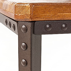 Christopher Knight Home Ronan Wood Rustic Metal End Table, Mahogany, 24.80 inches high x 24.40 inches wide x 17.70 inches deep, Sandblasted Teak