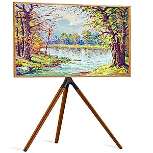 UPGRAVITY Easel TV Stand with Tripod Base for 45-65 inch LED LCD OLED Flat Screens, Height Adjustable TV Floor Stand w/Cable Ties, 180°Swivel Portable TV Mount Stand for Bedroom, Living Room, Studio