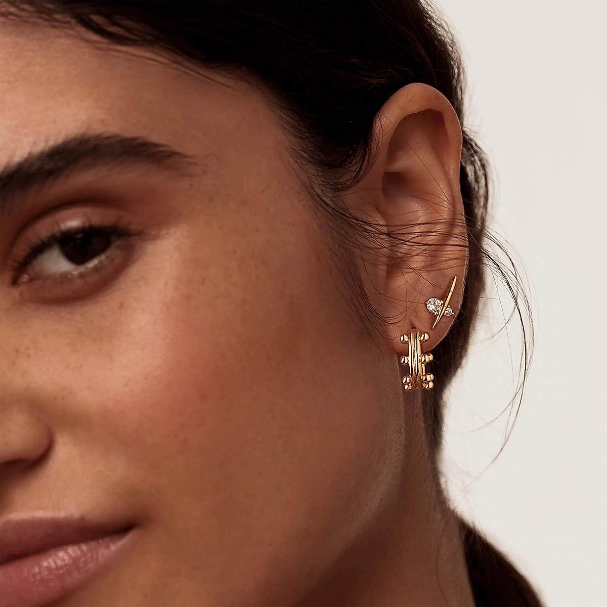 MYEARS Women Evil Eye Earrings Gold Stud Diamond Cubic Zirconia 14K Gold Filled Small Simple Handmade Hypoallergenic Everyday Protection Jewelry