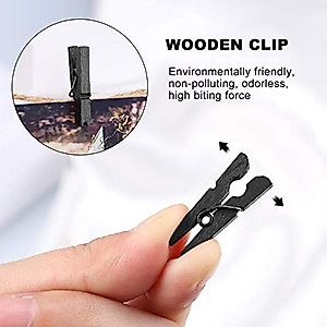 Utility Clips Heavy Duty Clothes Pins Heavy Duty Outdoor 100PCS Mini Versatile Lightweight Natural Wooden Pegs Photo Clips for Artwork Paper Photo Clothing Black Clips Craft Clip