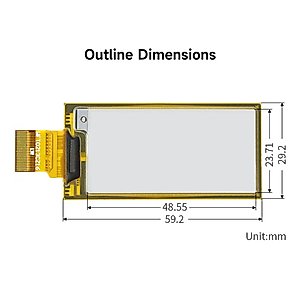 Waveshare 2.13inch Flexible E-Ink Raw Display Compatible with Raspberry Pi 4B/3B+/3B/2B/B+/A+/Zero/Zero W/WH/Zero 2W Series Boards 212x104 Resolution Dual-Color Supports Partial Refresh