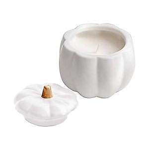 123Arts Ceramic Pumpkin Candle Holder with Lid, Halloween Decorative Ornament,Without Candle