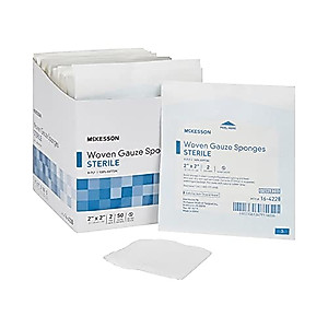 McKesson 8-Ply Sterile Gauze Sponges, 2" x 2", 2 Counts per Pack, 50 Packs (Total 100 Sterile Gauze Sponges)