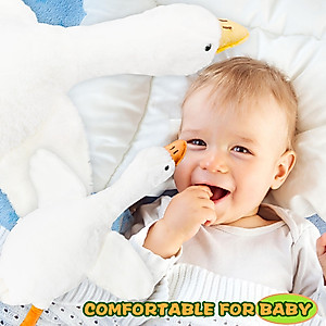 Conagel 2 Pcs 35.4 inch 19.6 inch Goose Stuffed Animal Toy Plush White Swan Throw Pillow Soft Goose Swan Pillow for Sleeping Bedding Home Decor, 2 Size